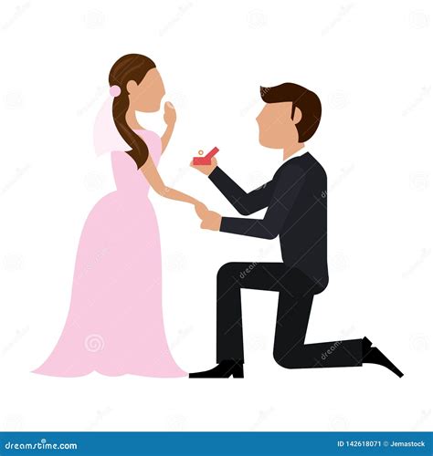 Wedding Couple Proposal Cartoon Stock Vector Illustration Of