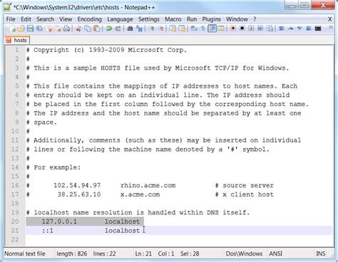 windows 7 hosts file
