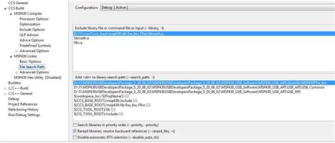 ccs msp430f6659 ccs unresolved symbols in linker or compiler causing