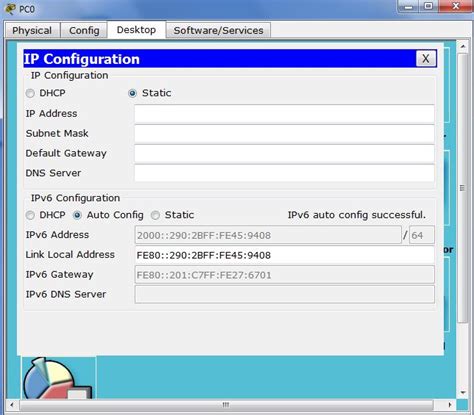 how to enable ipv6 stateless autoconfiguration in packet tracer