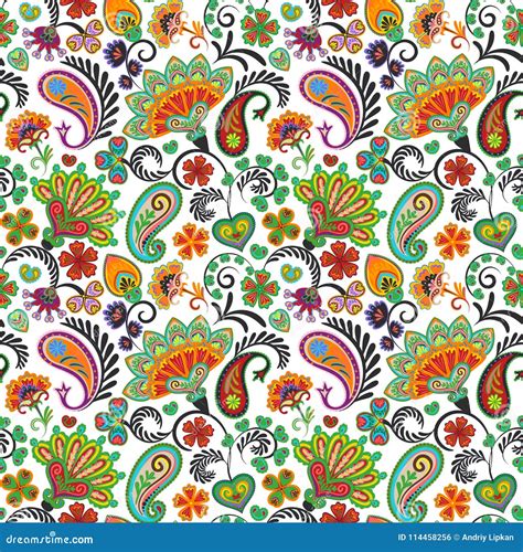Paisley Seamless Hand Draw Vector Pattern Traditional Indian Pattern