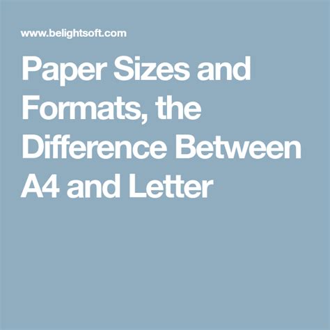 Paper Sizes And Formats The Difference Between A4 And Letter
