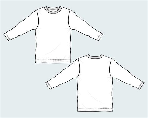 Long Sleeve T Shirt Technical Fashion Flat Sketch Vector Illustration