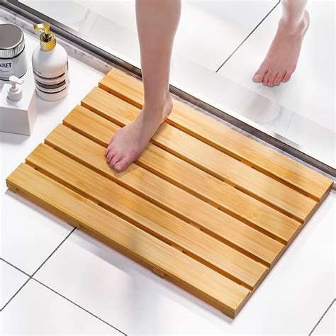 Domax Bamboo Bath Mat For Bathroom Shower Mat Non Slip