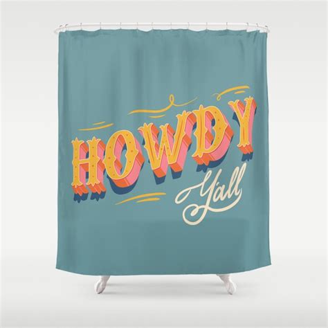 Howdy Yall Yellow Orange Blue Shower Curtain By Any Color Designs