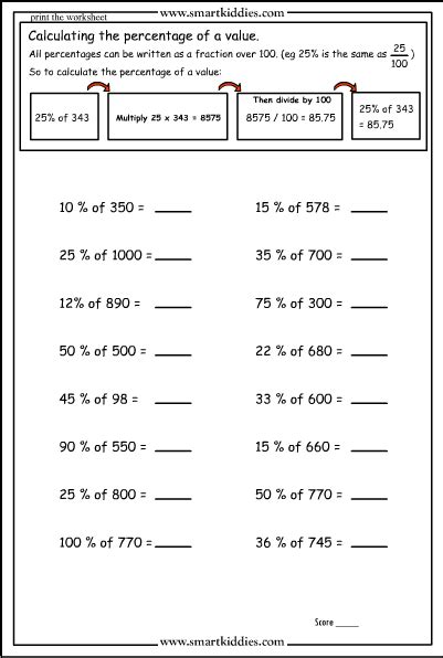 calculating percentages of numbers mathematics skills online