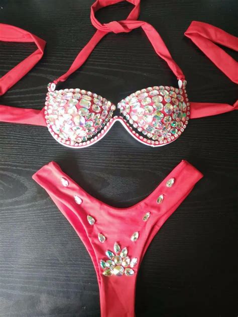 Pink Wind Luxury Diamond Swimwear Sexy Bling Bling Rhinestone Bikinis