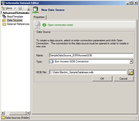 configuring an esri access gdb connection data source—arcmap