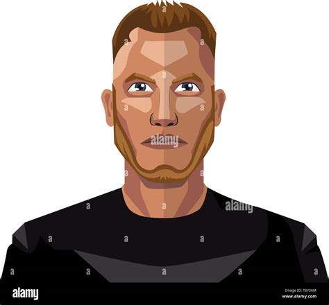 Young Male With Beard And Short Hair Illustration Vector On White