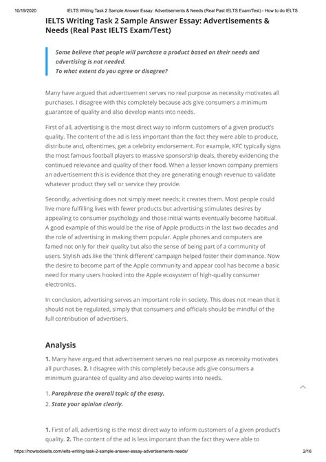 Solution Ielts Writing Task 2 Sample Answer Essay Advertisements Amp