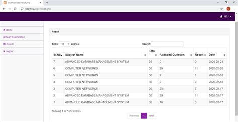 simple examination system source code in php mysql