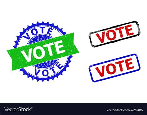 Vote Rosette And Rectangle Bicolor Seals Vector Image