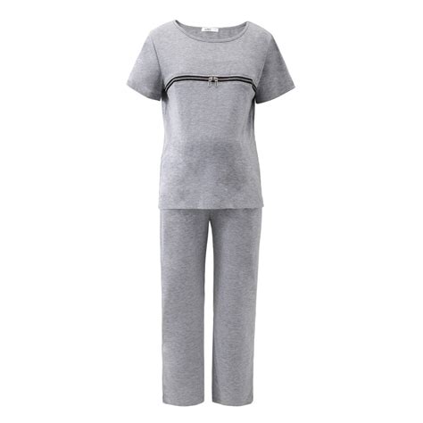 Wbq Womens Maternity Nursing Pajama Set Short Sleeve Top And Long Pants
