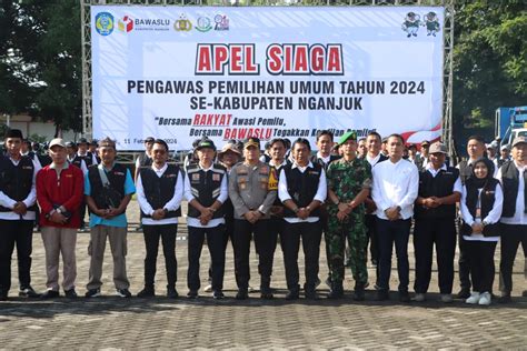 Bawaslu Nganjuk Gelar Apel Siaga Pengawasan Pemilu 2024