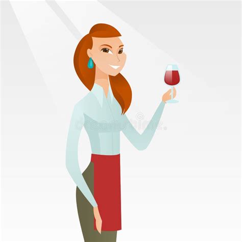 Waitress Holding Bottle Of Wine Stock Vector Illustration Of