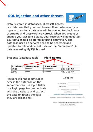 introduction to sql injection and updating computer systems teaching