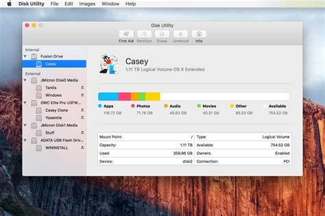 using the disk utility in macos