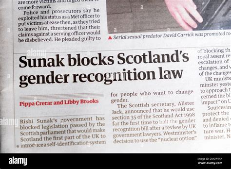 Rishi Sunak Blocks Scotlands Gender Recognition Law Guardian
