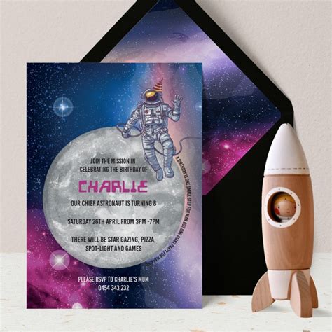 Space Galaxy Birthday Invitations
