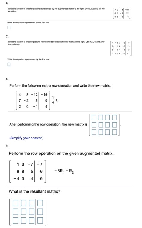 Solved 6 Write The System Of Linear Equations Represented