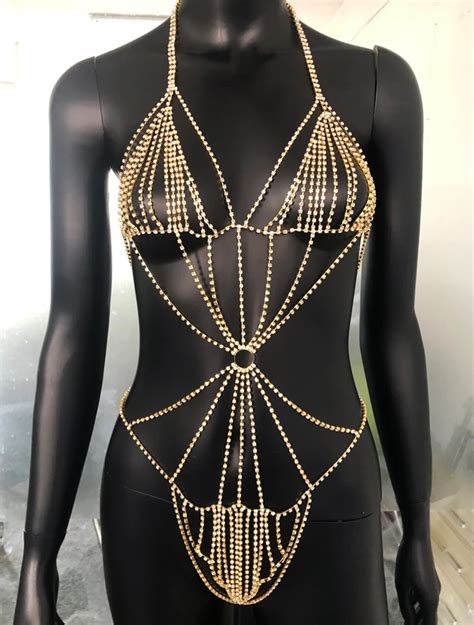 Stonefans Crystal Body Chain Suit Women Gold Jewellery Rhinestone Waist