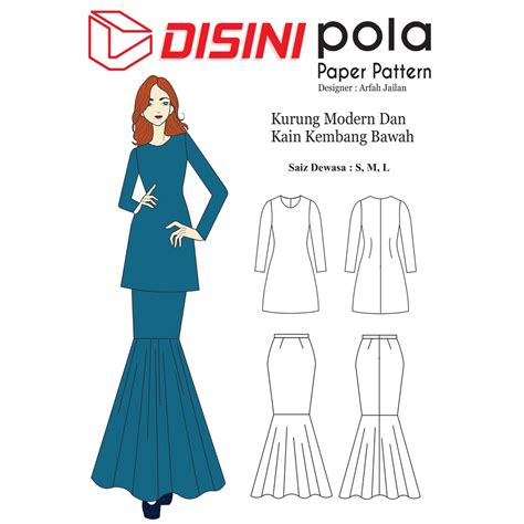 Pola Baju Kurung Pahang Kembang Tucz Baju Kurung Budak 5036 Size S
