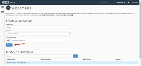 how to create subdomain of your domain name babal host blog