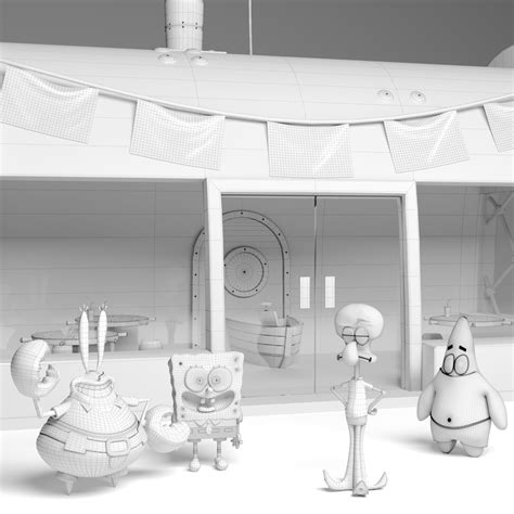 The Krusty Krab With Spongebob Patrick Squidward And Mr Krabs Model 3d