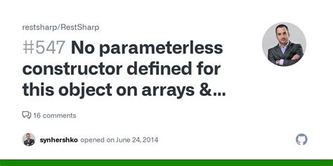 no parameterless constructor defined for this object on arrays