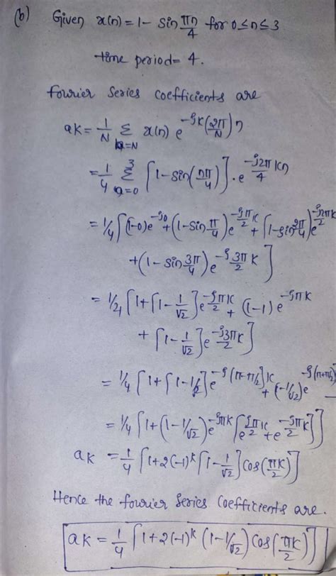 2 Determine The Fs Coefficients For Each Of The Following Dt Periodic
