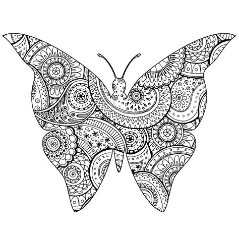 Papillon Avec Motifs Zentangle Et Paisley Coloriages De Papillons