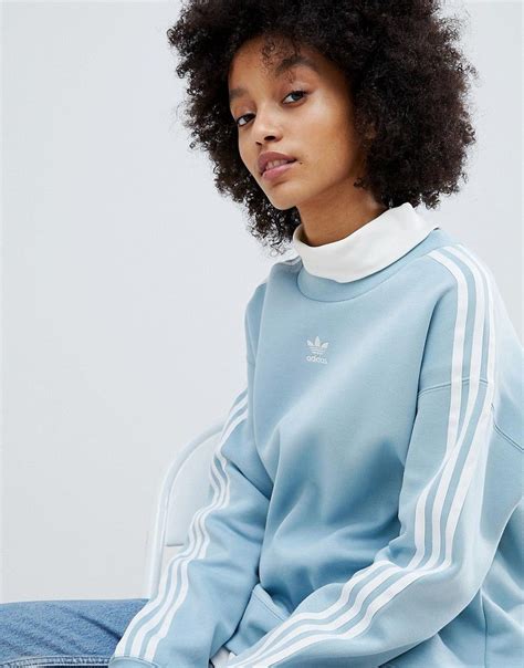 Adidas Originals Adicolor Three Stripe Sweatshirt In Blue Blue