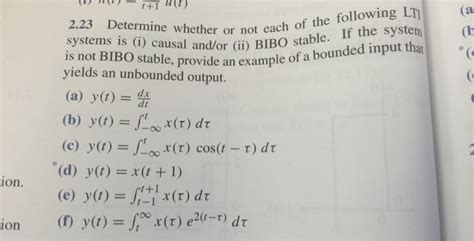 solved determine whether or not each of the following lti