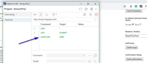 new selenium ide using ‘assert alert command to check whether the