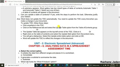 answer key of part b unit 1 to 3 class 10 information technology youtube