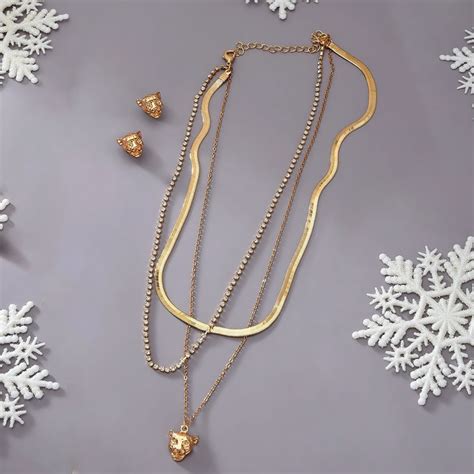 Buy Zaveri Pearls Gold Tone Classy Contemporary Multi Layered Leopard