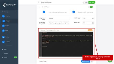 using geo targeted popups to show location based offers and messages