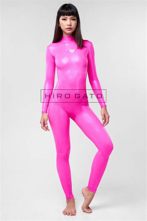 Hiro Gato Mystique Metallic Spandex Catsuit Hot Pink Burning Etsy