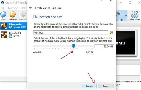 installing linux arch virtualbox snopk