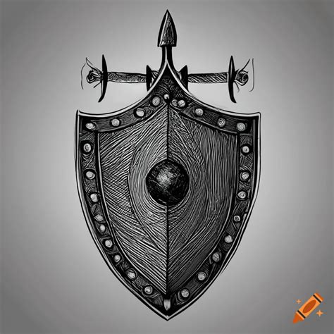 Medieval Sword And Shield Drawing
