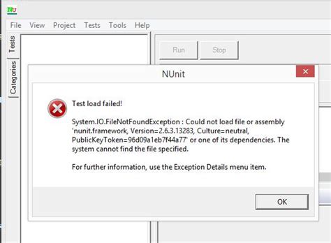 c system io filenotfoundexception thrown by nunit test runner