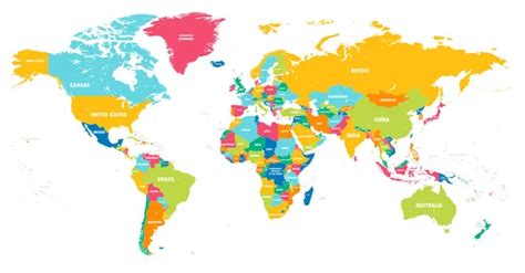 World Map Colorful Countries Atlas Eps10 Vector File ⬇ Vector Image