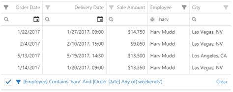 filtering and searching devextreme javascript ui components for