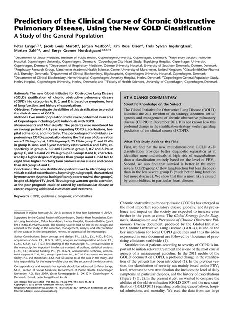 pdf prediction of the clinical course of copd using the new gold