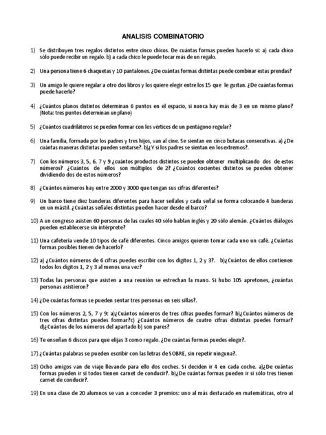 análisis combinatorio combinatoria ocio