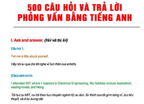 Top 4 500 Câu Hỏi Và Trả Lời Phỏng Vấn Xin Việc Bằng Tiếng Anh Mới Nhất