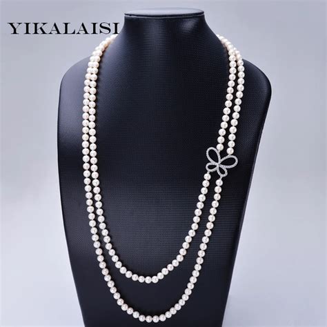 Yikalaisi 2017 Long Natural Pearl Choker Necklace Freshwater Nearround