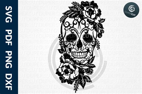 Sugar Skull With Flowers Graphic By Dupercut · Creative Fabrica