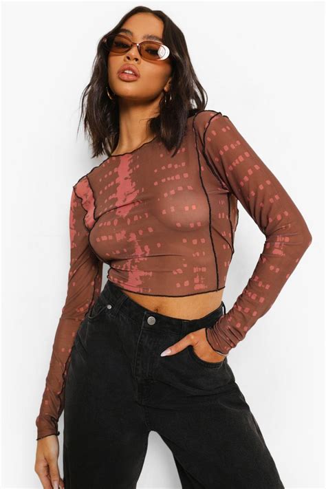 Tie Dye Seam Detail Crop Top Boohoo Uk