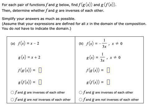 Answered For Each Pair Of Functions Fand G… Bartleby